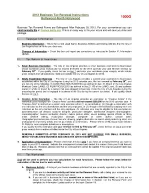 Fillable Online Finance Lacity 2009 BUSINESS TAX RENEWAL INSTRUCTIONS