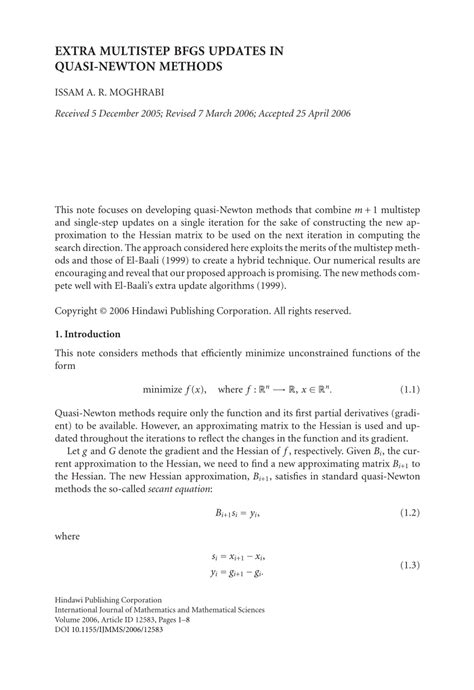 pdf extra multistep bfgs updates in quasi newton methods