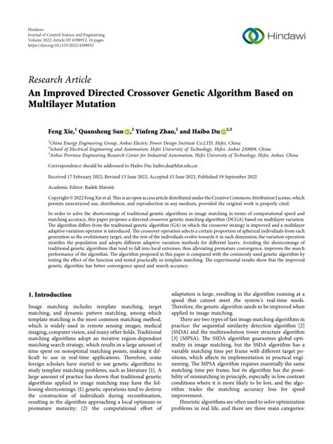 pdf an improved directed crossover genetic algorithm based on multilayer mutation