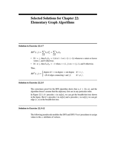 introduction to algorithms cormen et al chap22 solutions pdf