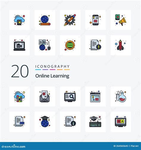 20 Online Learning Line Filled Color Icon Pack Like Lab Website