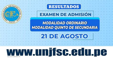 Resultados UNJFSC 202 2 Domingo 21 Agosto 2022 Lista De Ingresantes