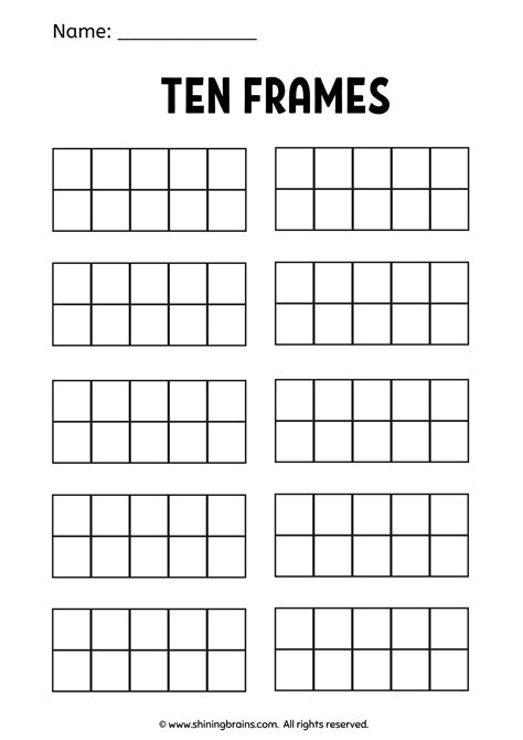 ten frames worksheets and printables math frames