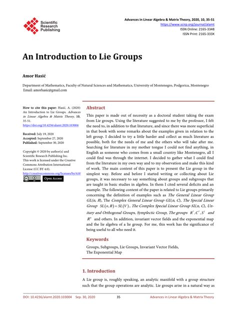 pdf an introduction to lie groups