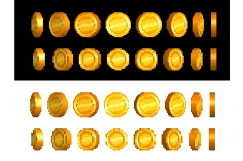 Golden Coin Animation Sprite Frames Pixel Art 8bit Game Money Cash
