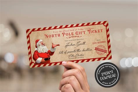 Editable Christmas Gift Voucher Printable Christmas Gift Ticket From