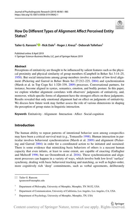 how do different types of alignment affect perceived entity status request pdf