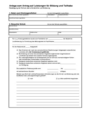 Ausf Llbar Online Anlage Zum Antrag Auf Leistungen F R Bildung Und
