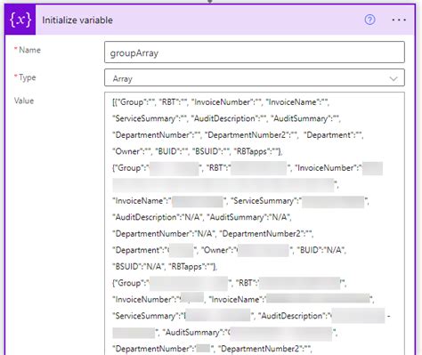 solved error initialize array variable with json object power platform community