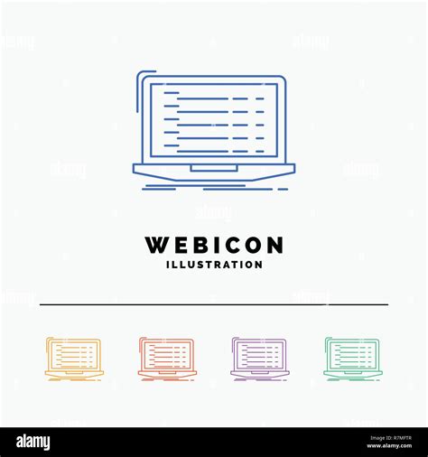 api app coding developer laptop 5 color line web icon template isolated on white vector