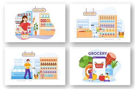 16 Food Grocery Store Shopping Illustration By Denayunethj TheHungryJPEG