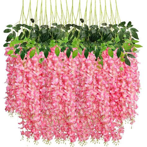 Buy Cewor Pack Wisteria Hanging Flowers Feet Artificial Flowers