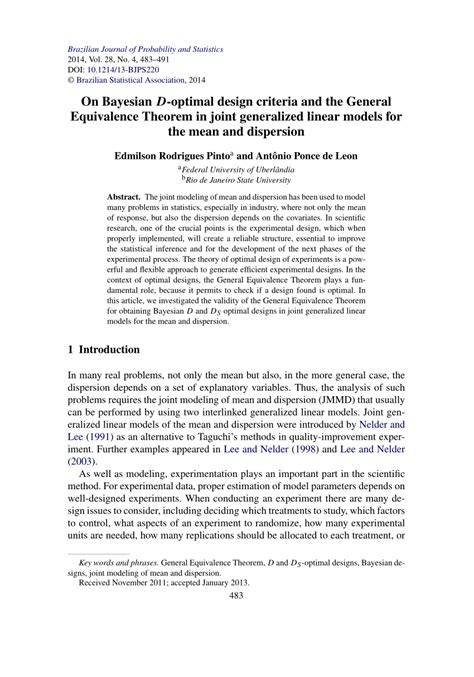 pdf on bayesian d optimal design criteria and the general equivalence theorem in joint