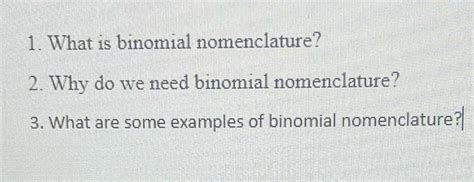 [solved] 1 what is binomial nomenclature 2 why do we need binomial course hero