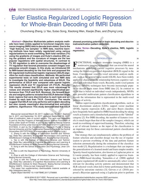 pdf euler elastica regularized logistic regression for whole brain decoding of fmri data