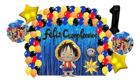Kit Decoracion Cumpleaños Globos One Piece Monkey D Luffy 80 Meses