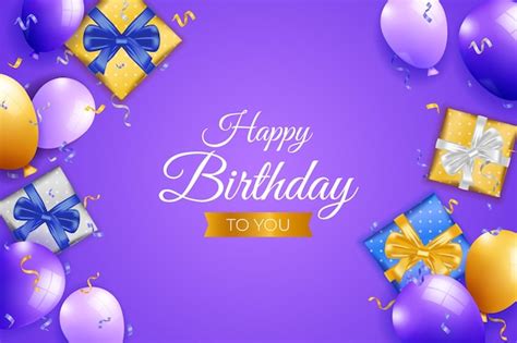 Diseño de fondo de feliz cumpleaños con globos realistas Vector Premium