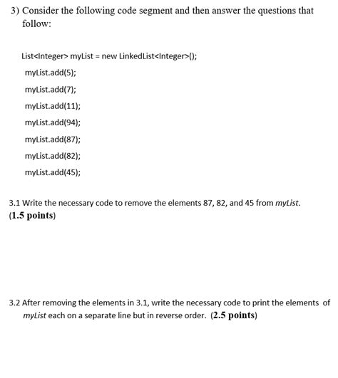 solved consider the following code segment and then answer