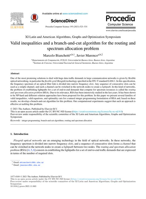 pdf valid inequalities and a branch and cut algorithm for the routing and spectrum allocation