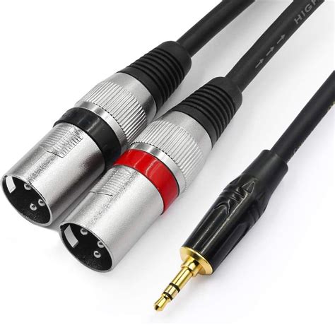 TISINO 3 5mm Mini Stereo Jack Plug To Dual XLR Male Breakout Lead Cord