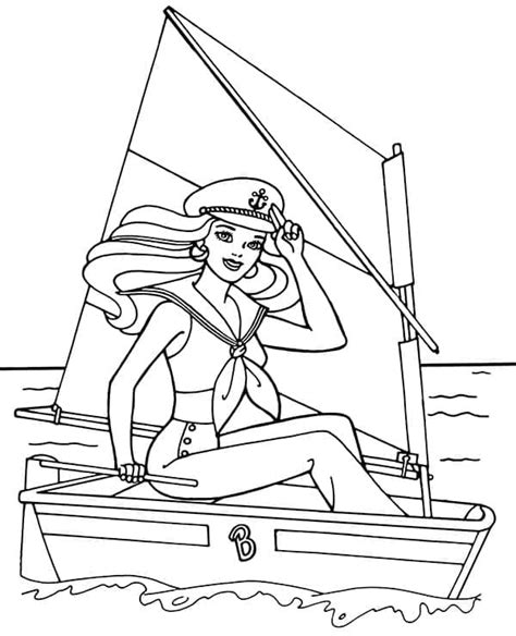 Målarbild Barbie på Segelbåt Skiv ut gratis på malarbilder se