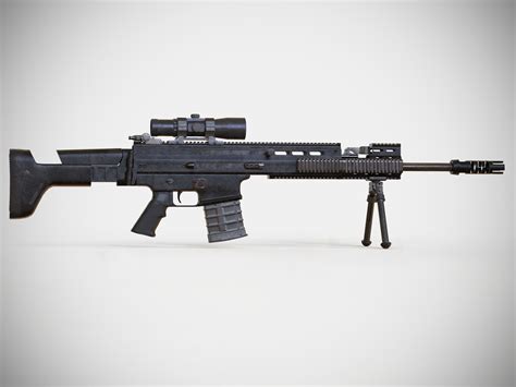 3D Model FN SCAR H SV Sniper Rifle Highly Detailed PBR VR AR