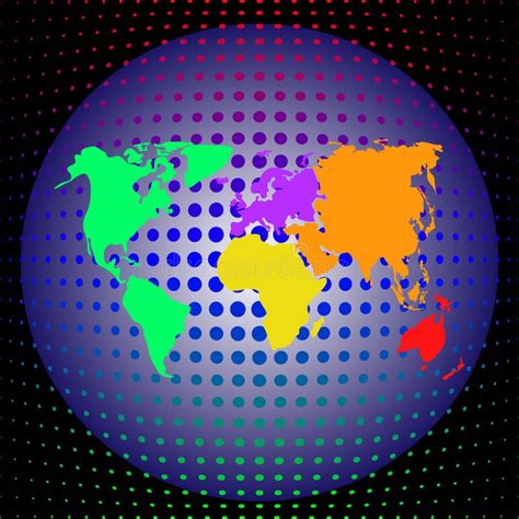 Vector O Mapa Do Mundo Multicolorido Os Continentes No Globo Em Um