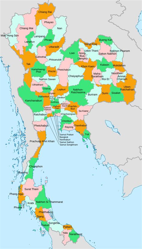 Padron Mapa Ng Mga Lalawigan Ng Taylandiya Wikipedia Ang Malayang