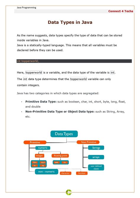 Java Tutorial Data Types In Java PDF Connect 4 Programming