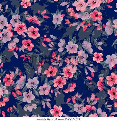 Seamless Pattern Abstracts Floral Flowers Composition Stock