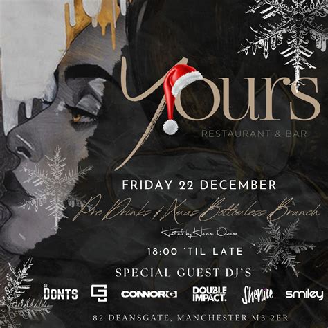 Christmas Bottomless Brunch At Yours Restaurant Bar Manchester On
