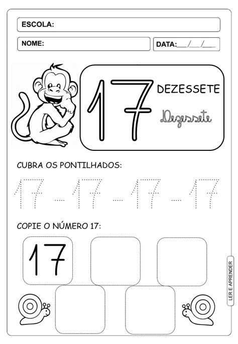 Atividades para imprimir sobre o número 17 Educação Infantil