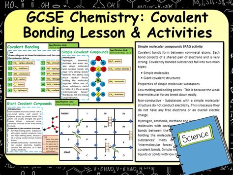 KS4 AQA GCSE Chemistry Science Covalent Bonding Lesson Activities