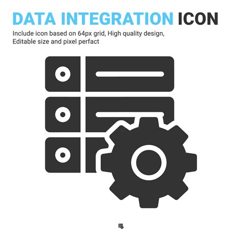 Data Integration Icon Vector With Outline Style Isolated On White