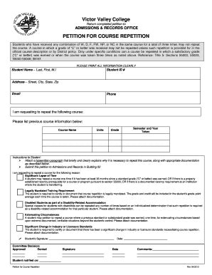 Fillable Online Vvc ADMISSIONS RECORDS OFFICE Fax Email Print PdfFiller