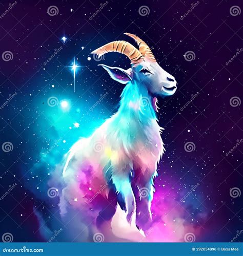 Ilustração De Uma Cabra Num Fundo Cósmico Ilustração Vetorial Ai Generativo Ilustração Stock