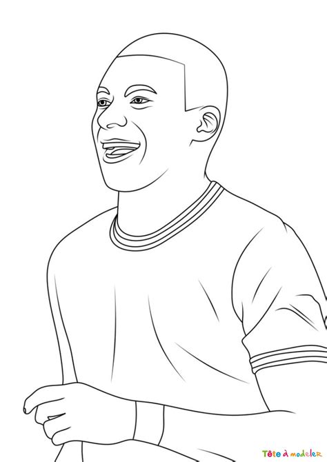 Coloriage du portrait de Mbappe à imprimer avec Tête à modeler