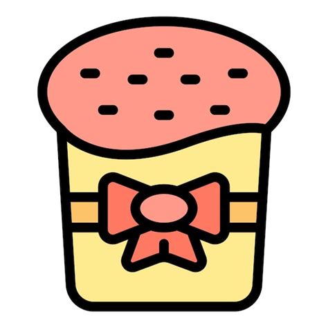 Cinta Panettone Icono Contorno Vector Rebanada De Pastel Crema Hornear Color Plano Vector Premium