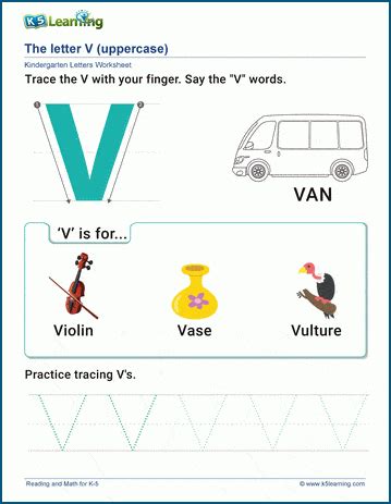 The Letter V Worksheet K Learning