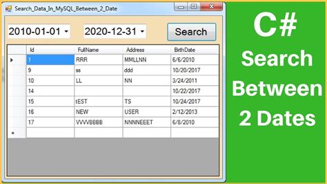 c and mysql search data between 2 dates c java php programming source code