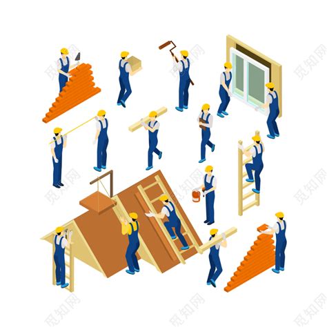 卡通建筑工人矢量素材免费下载 觅知网
