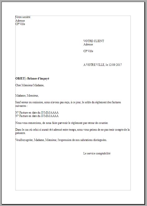 Lettre de relance pour facture impayée modèle à télécharger ClicFacture
