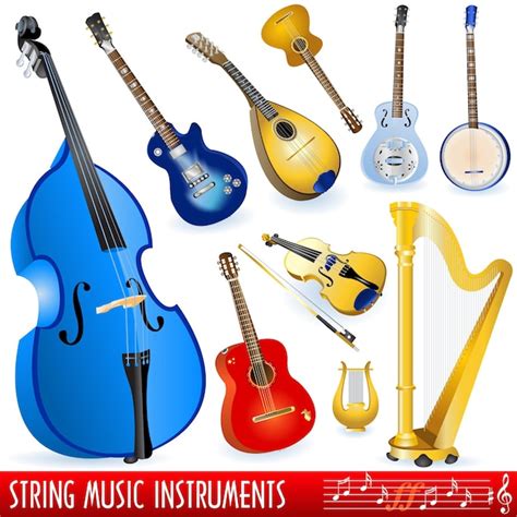 Premium Vector String Music Instruments Illustration Set Design