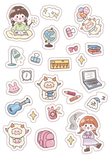 咕卡贴纸 叁月创意 插画师作品 涂鸦王国gracg Korean Stickers Anime Stickers Kawaii