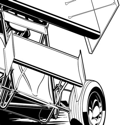 Dirt Track Winged Sprint Car Race Car Highly Detailed Image In Svg Ai