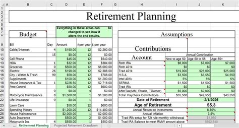 Retirement Budget Planning Spreadsheet Excel