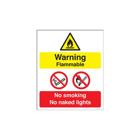 Warning Flammable No Smoking No Naked Lights Signs