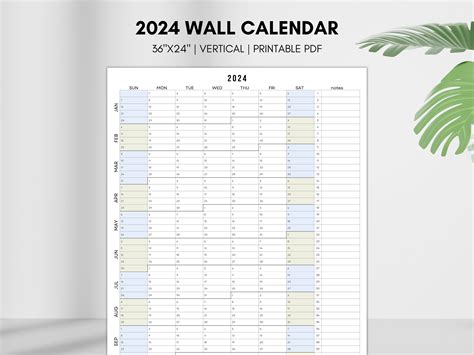 Large 2024 Wall Calendar Year At A Glance 2024 Calendar Etsy