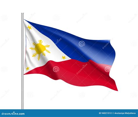 Bandeira Nacional Da República De Filipinas Ilustração do Vetor