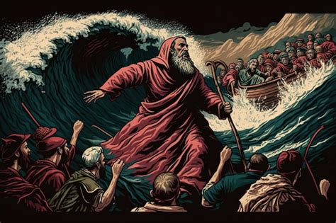 Premium AI Image Illustration Of The Exodus Of The Bible Moses